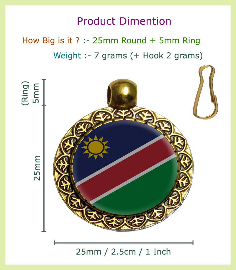Namibia National Flag Pendant Necklace/Chain Locket with Hook (L-143)